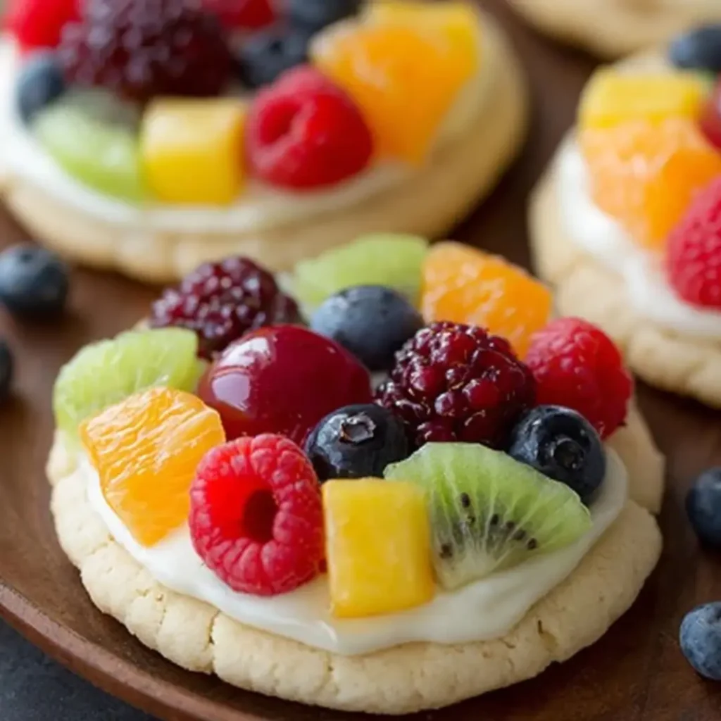 Easy Mini Sugar Cookie Fruit Pizza with Cream Cheese Frosting ...